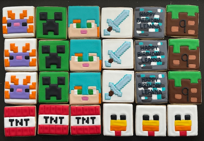 MINECRFT Inspired Vanilla Sugar Cookies CREEPER -stampy Cat - Tnt ...