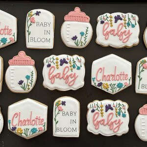 BABY IN BLOOM X12 Themed Cookies -- Birthday Party - Girl - Boy - Baby ...