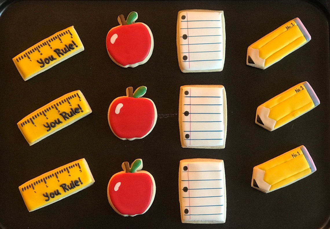 12 TEACHER Appreciation SCHOOL Themed Cookies MATH Social - Etsy