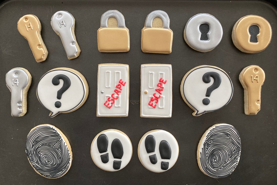 ESCAPE MYSTERY ROOM X12 Theme Cookies Customized Party. Clue - Etsy