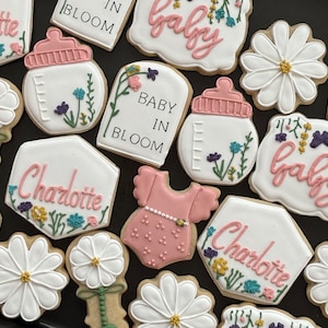BABY IN BLOOM X12 Themed Cookies -- Birthday Party - Girl - Boy - Baby ...