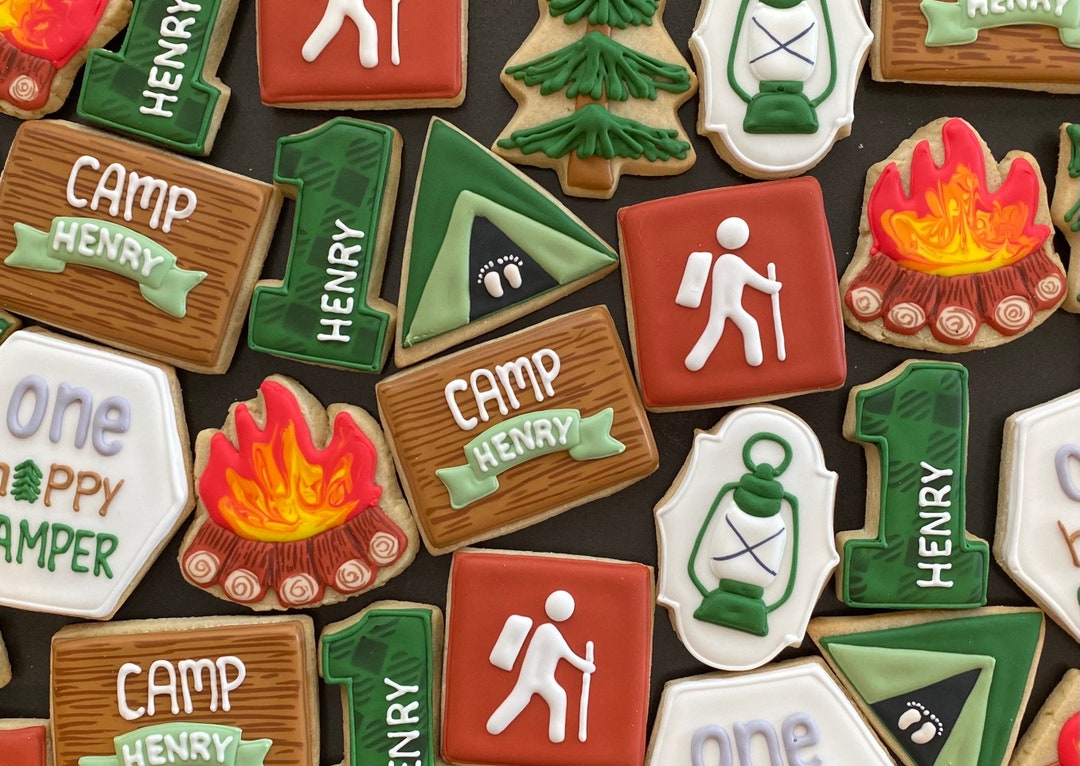 CAMP CAMPING HIKING Inspired Decorated Cookies - Kids Birthday Party ...
