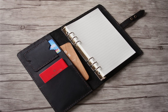 Leather Monthly Planner Personalized Leather Binder 6 Ring - Etsy