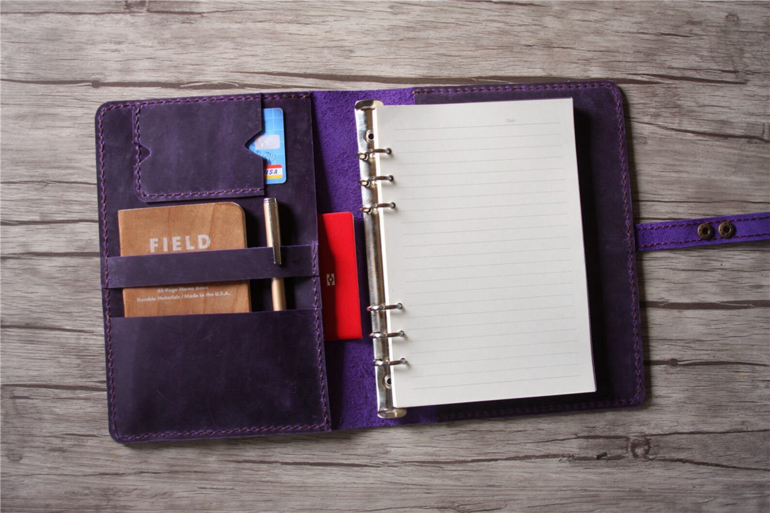 Leather Binder Personalized Leather 6 Ring Notebook A5 - Etsy