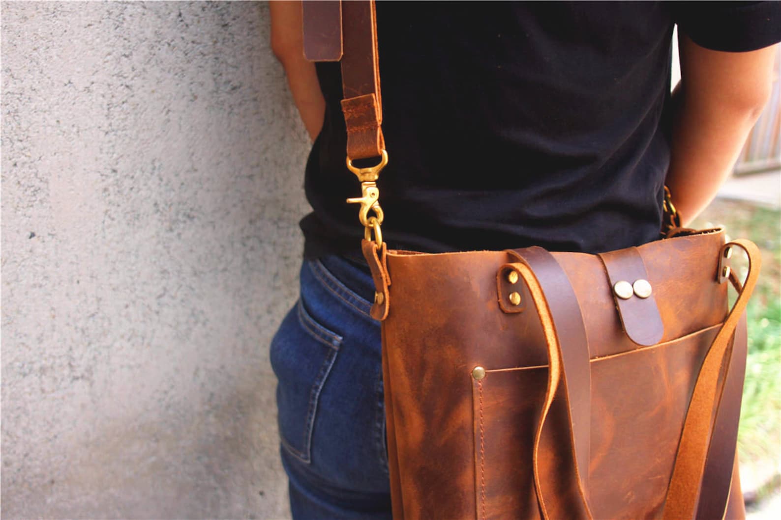 Brown Leather Tote Bag Mens Leather Laptop Messenger Bags | Etsy