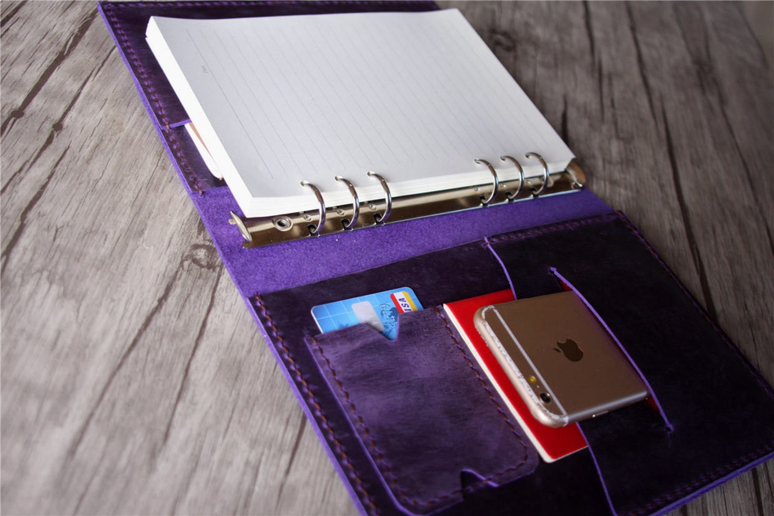 Personalized Leather Planner Handmade Leather Binder 6 Ring - Etsy