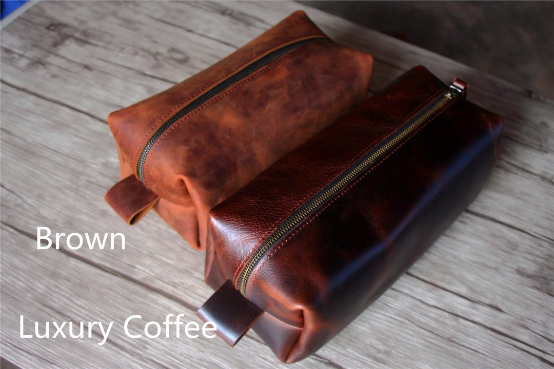 Personalized Leather Dopp Kit: Monogrammed Travel Toiletry Bag - Etsy