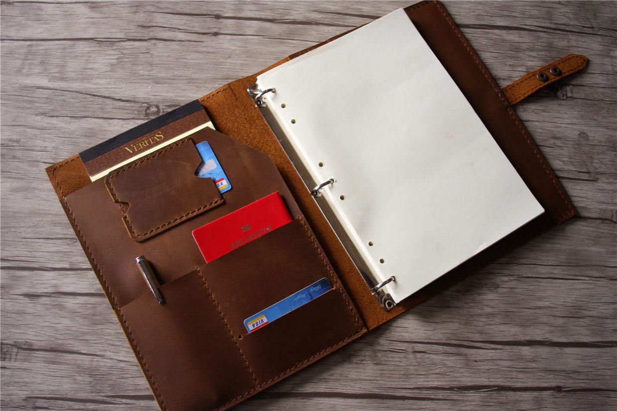 Leather 3 Ring Binder Personalized Leather Notebook A5 | Etsy