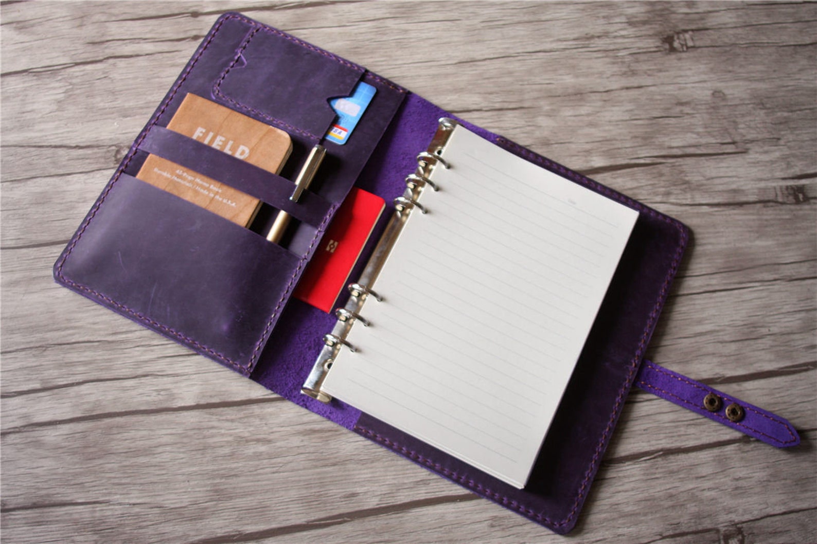 Leather Binder Personalized Leather 6 Ring Notebook A5 - Etsy