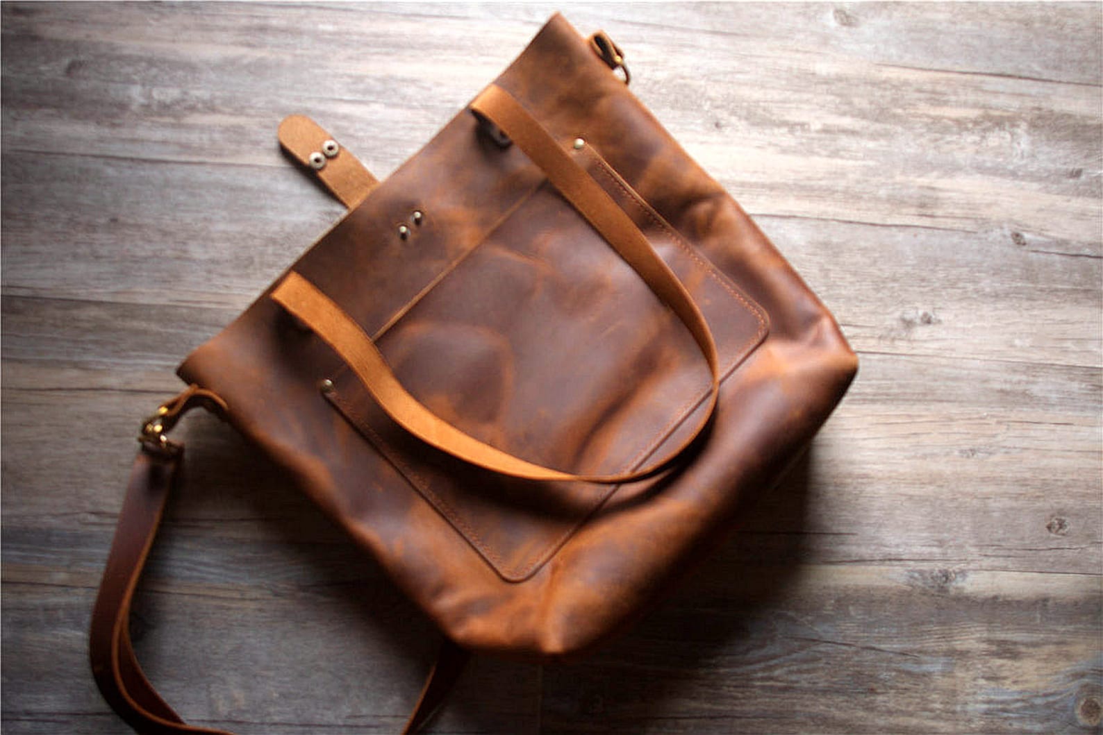 Brown Leather Tote Bag Mens Leather Laptop Messenger Bags | Etsy