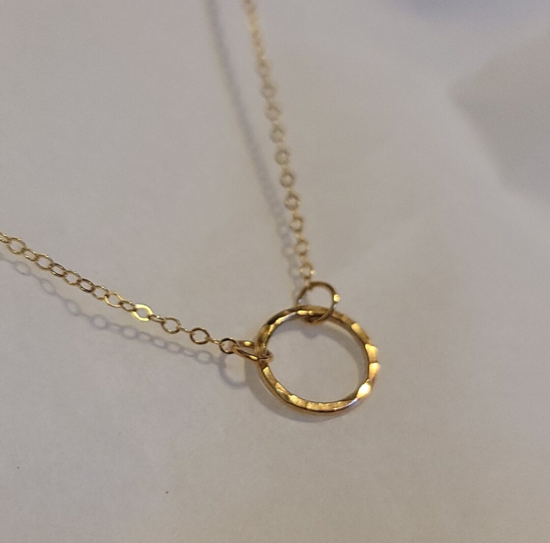 Hammered 18k Gold Filled Eternity Circle Necklace, Dainty Karma ...