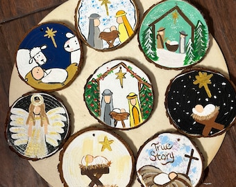 Hand Painted Manger Scene in Acrylic Frame - Etsy