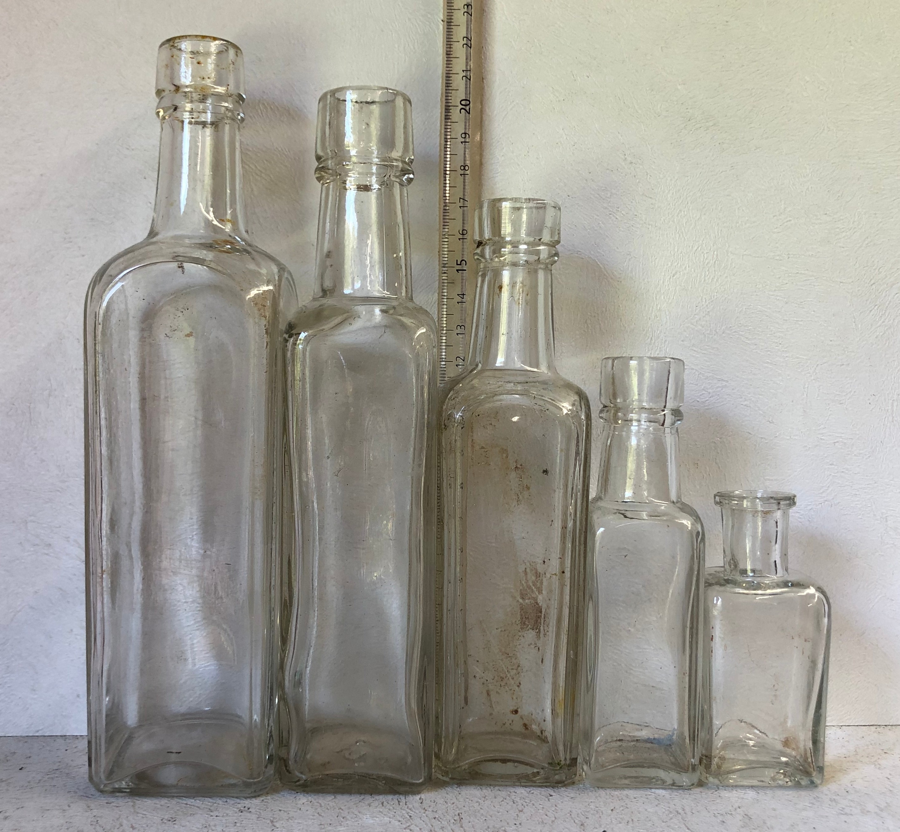 Five Really Nice Vintage Plain Clear Glass Bottles. - Etsy