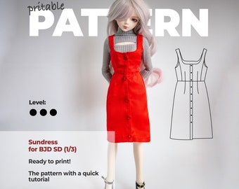 PDF Sewing Pattern Dress for BJD SD 1/3 Dolls, 24 Inch Doll, Outfit ...