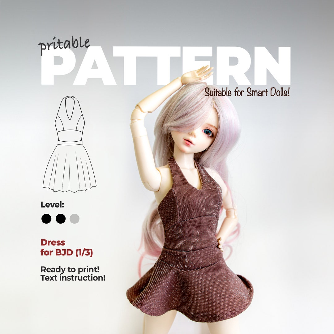 PDF Sewing Pattern Dress for BJD Dolls, Cocktail Dress 1/3 Dolls ...