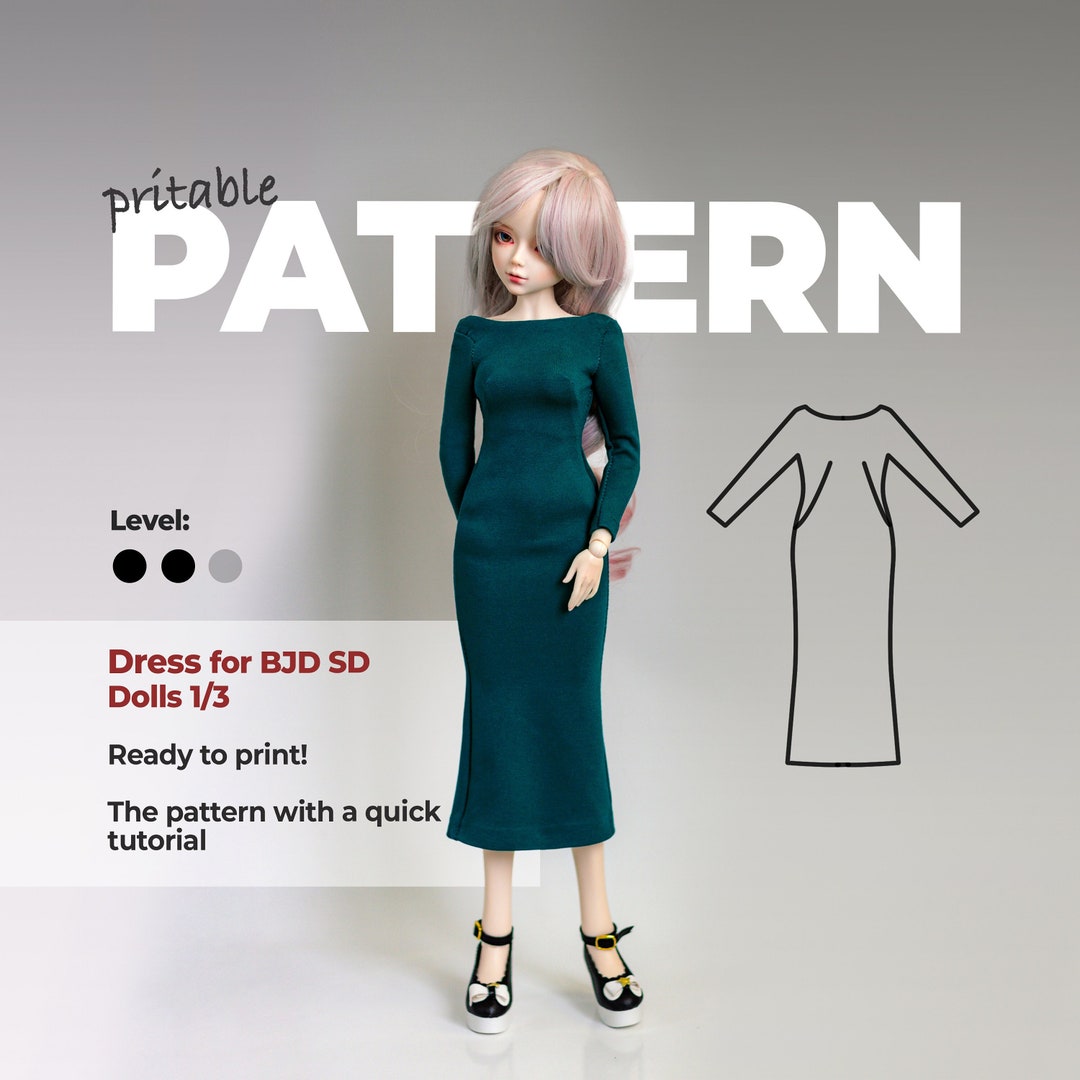 PDF Sewing Pattern Dress for BJD SD 1/3 Dolls, 24 Inch Doll, Outfit ...