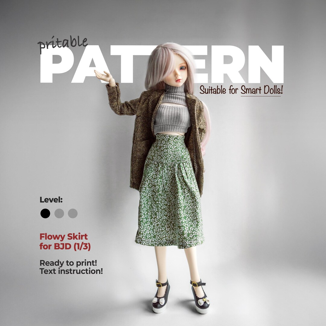 BJD Skirt Pattern PDF | Smart Doll Compatible | DIY Doll Clothes Sewing ...