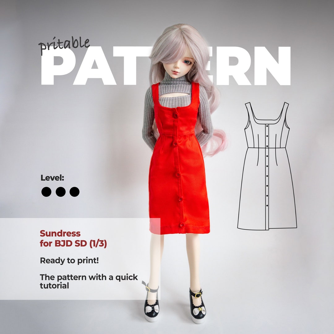 PDF Sewing Pattern Sundress for BJD Dolls, Dress 1/3 Dolls, Top 24 Inch ...