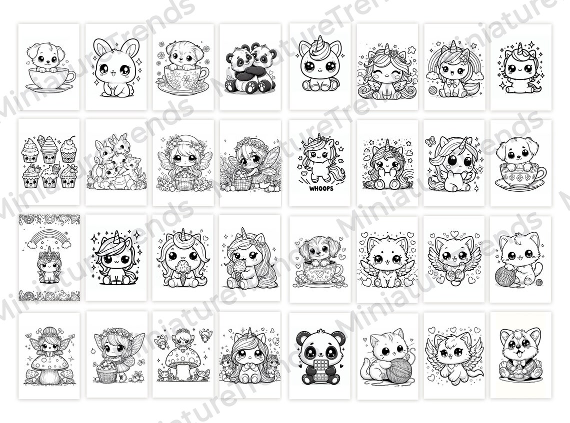 50 Printable Coloring Pages, cute Kawaii, Printable Kawaii Coloring ...