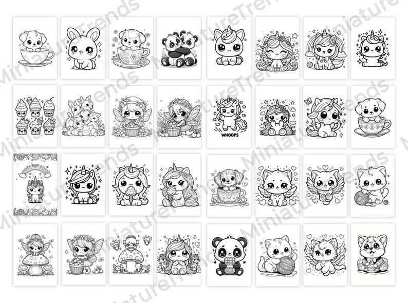 50 Printable Coloring Pages, cute Kawaii, Printable Kawaii Coloring ...