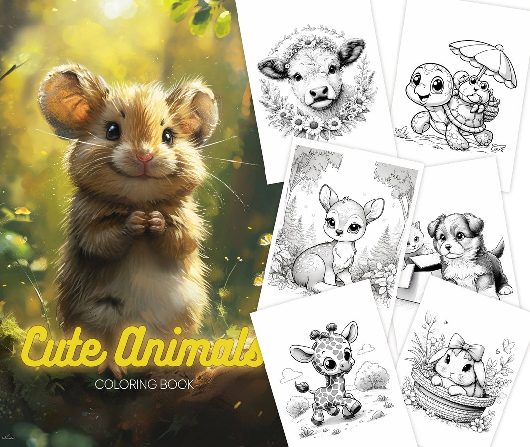 30 Printable Coloring Pages, cute Animals, Printable Kids Coloring ...