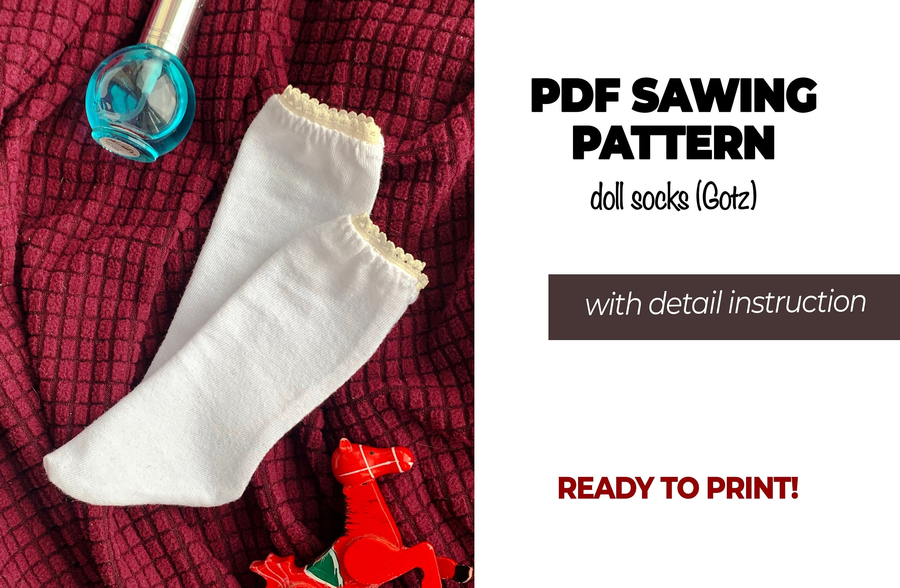 PDF Pattern DIY Socks for Dolls, Socks Gotz Dolls, DIY Instructions for ...