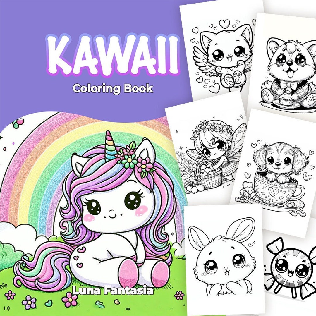 50 Printable Coloring Pages, cute Kawaii, Printable Kawaii Coloring ...