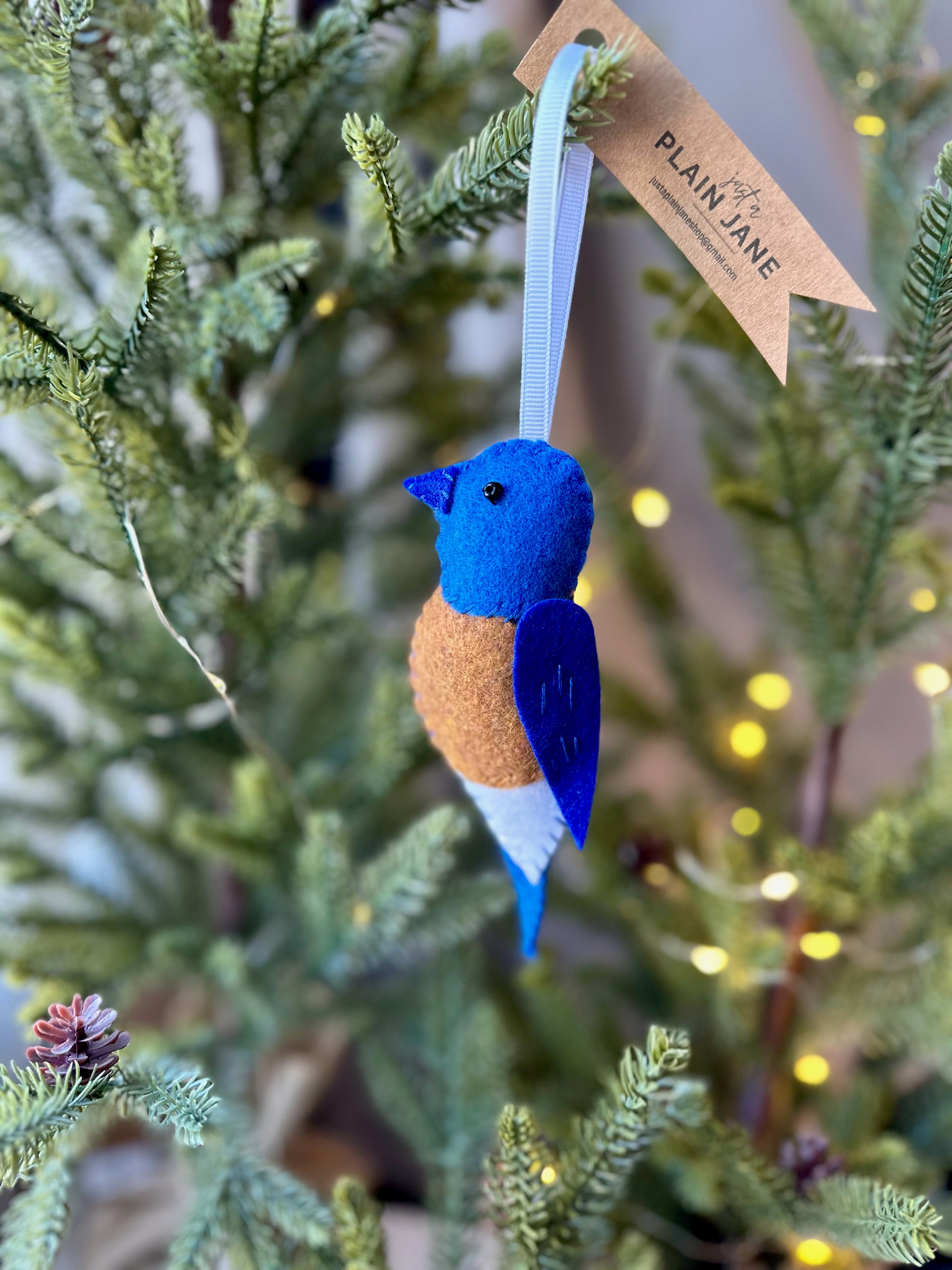 Felt Blue Bird Ornament | Hand Made, Hand Sewn | Christmas, Holiday ...