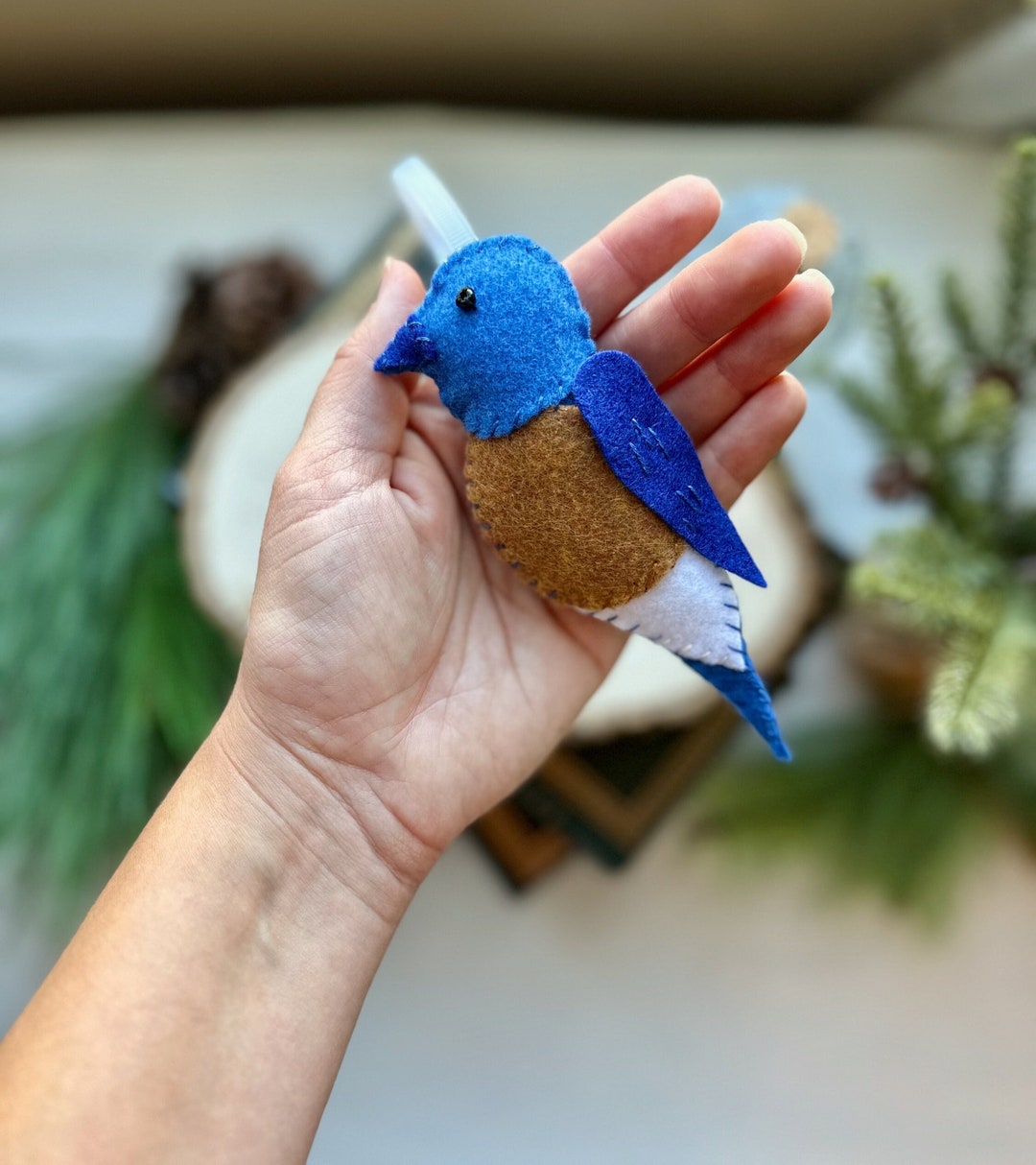 Felt Blue Bird Ornament | Hand Made, Hand Sewn | Christmas, Holiday ...