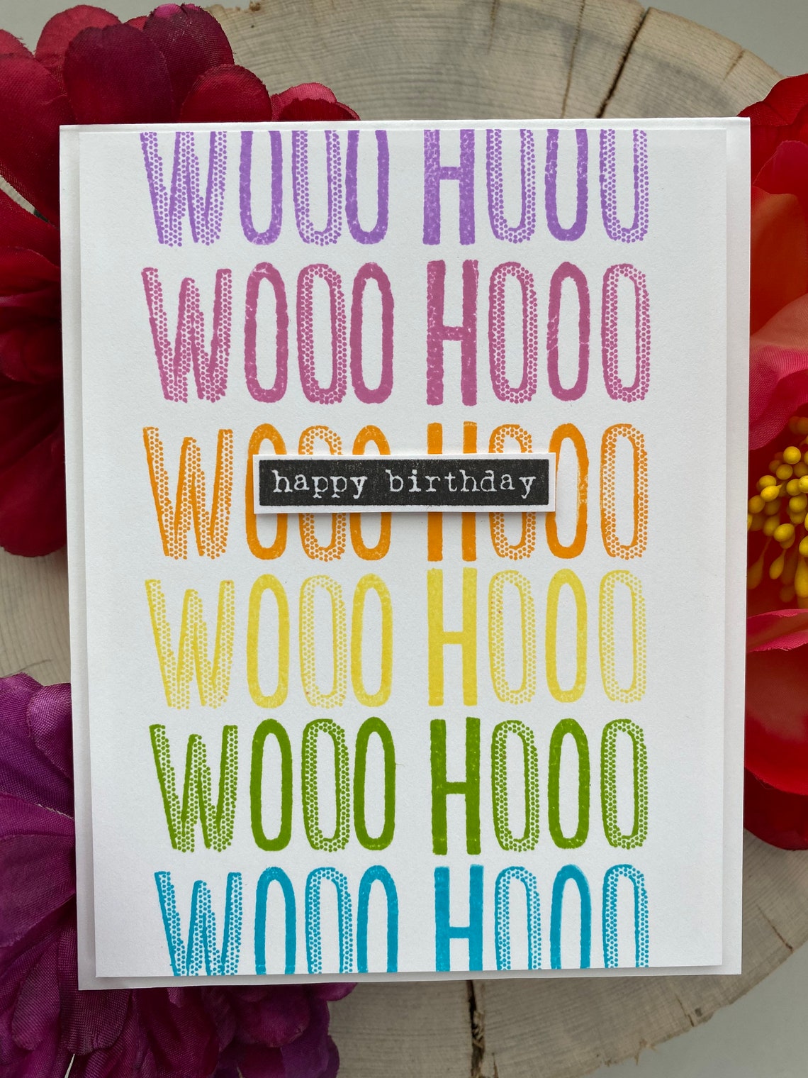 Woo Hoo Happy Birthday Blank Greeting Card Hand-stamped - Etsy