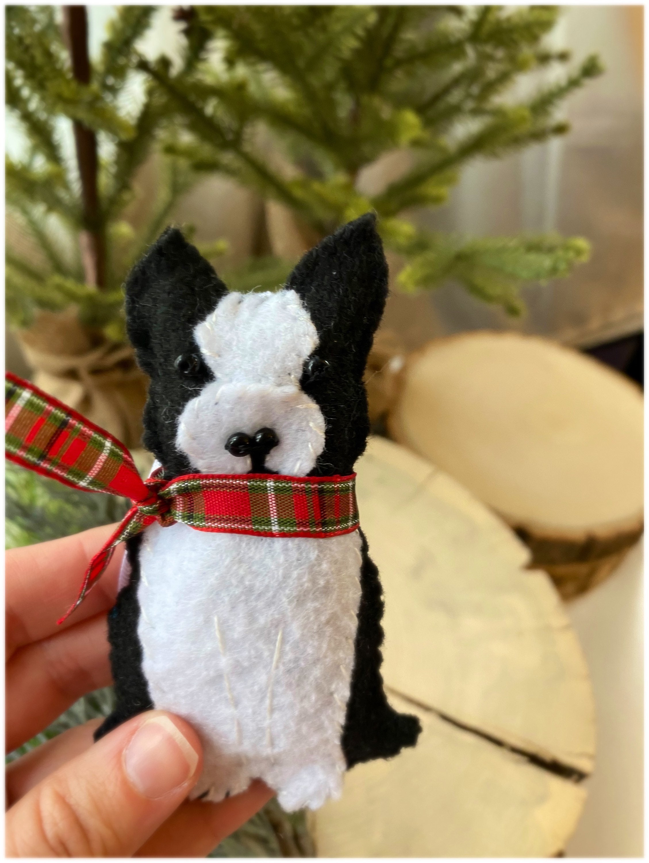 Felt Boston Terrier Ornament Hand made Hand sewn | Etsy
