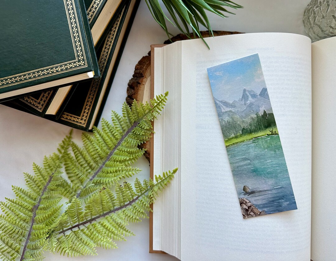 Mountain Lake Watercolor Print Bookmark | Printed Art Bookmark ...