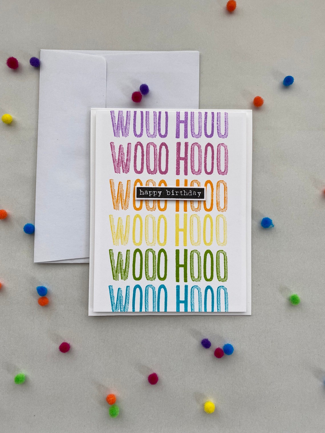 Woo Hoo Happy Birthday Blank Greeting Card Hand-stamped - Etsy