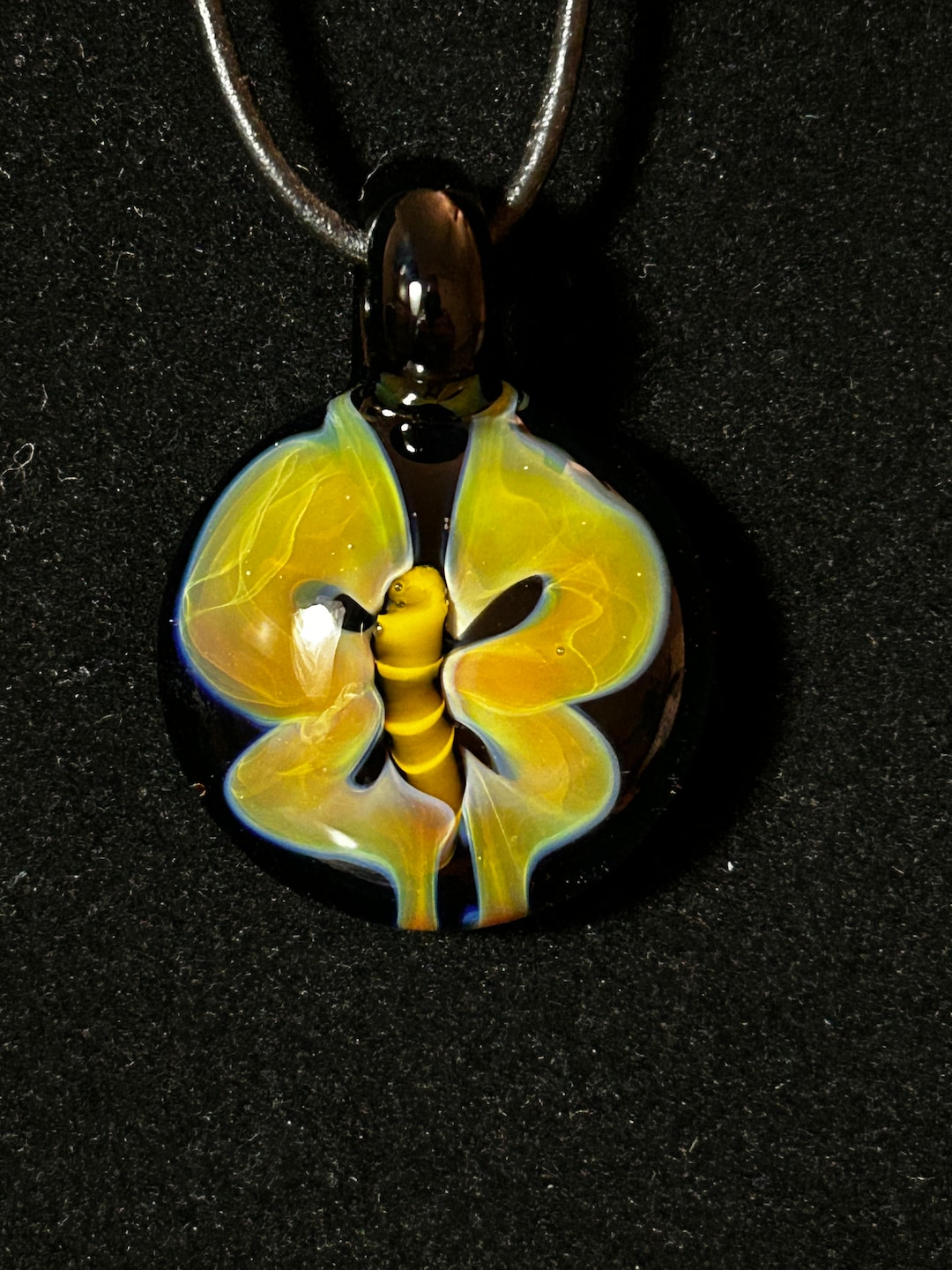 Butterscotch Glass Butterfly Pendant - Etsy