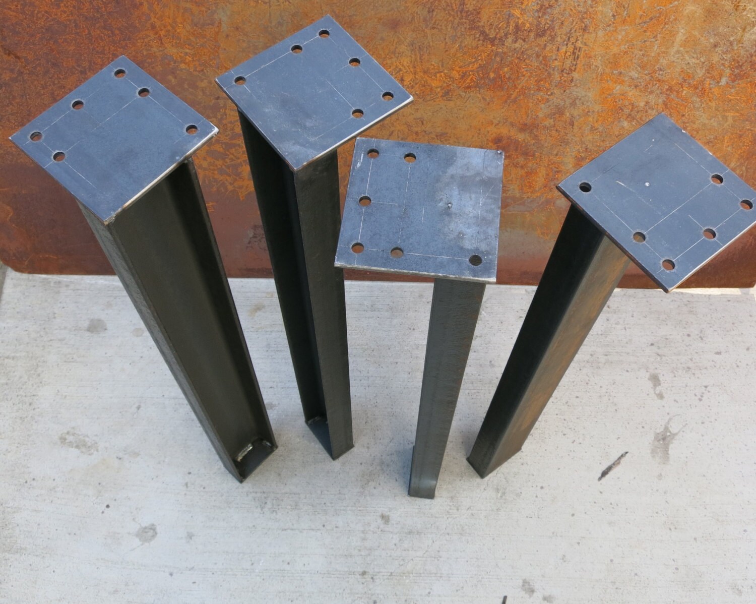 Industrial Metal Table Legs set of 4 Single Channel Legs - Etsy