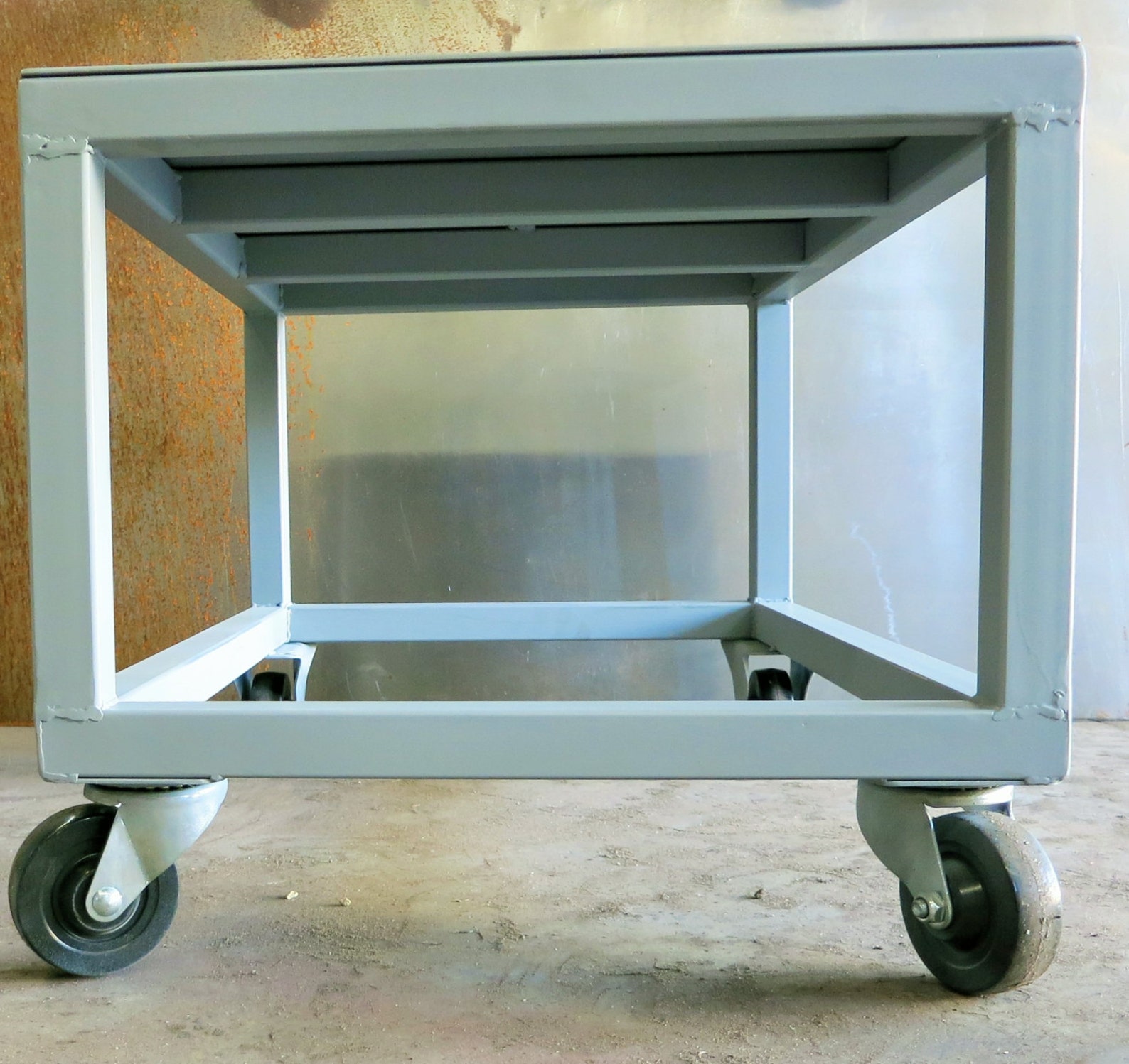 Industrial Metal Table With Wheels - Etsy