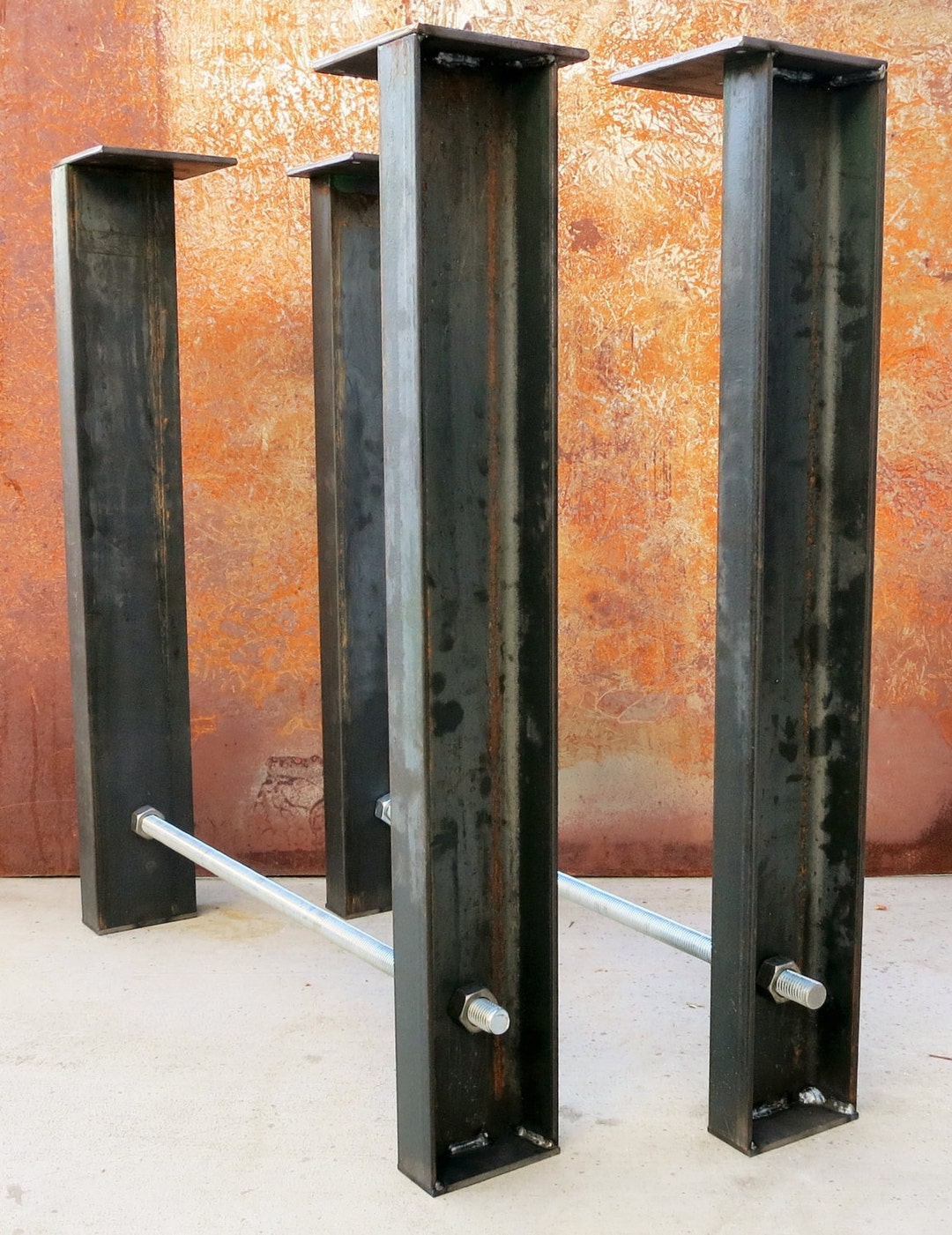 Industrial Metal Table Legs (set of 2) Channel + Threaded Rod - Etsy