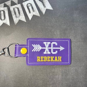 Cross Country Keychain, Cross Country Embroidered Bag Tag- Cross ...