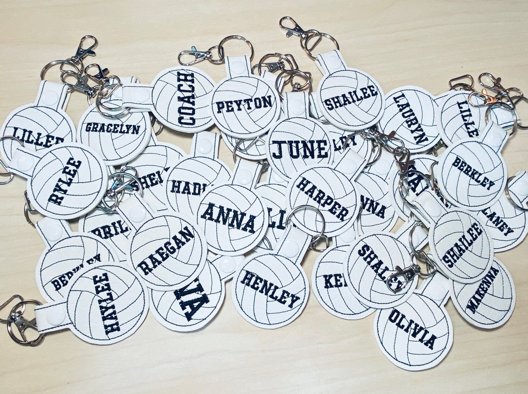 Personalized Volleyball Keychain SMALL Bag Tag- White Matte Name Only ...