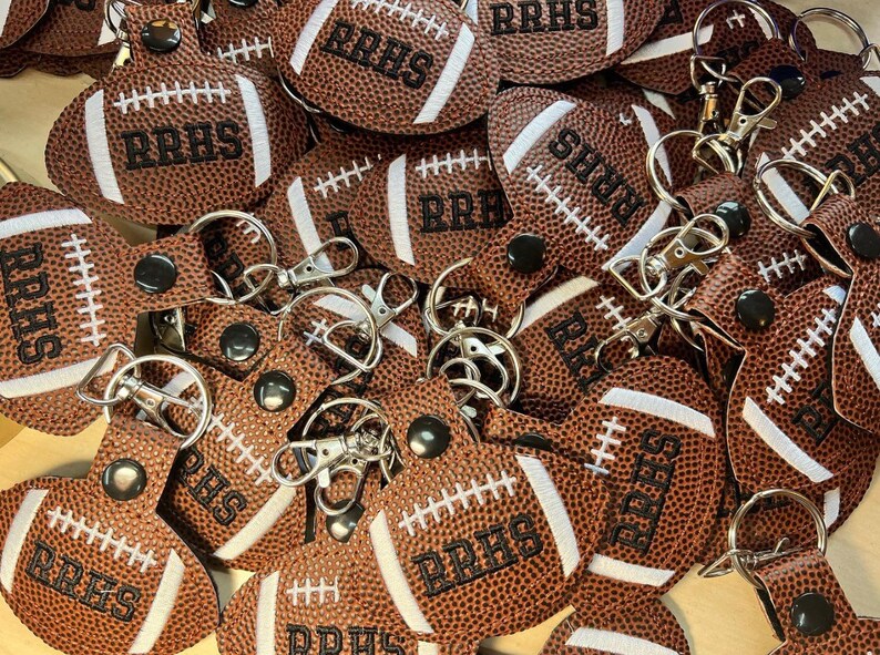 Personalized Football Keychain Embroidered Football Bag Tag - Etsy