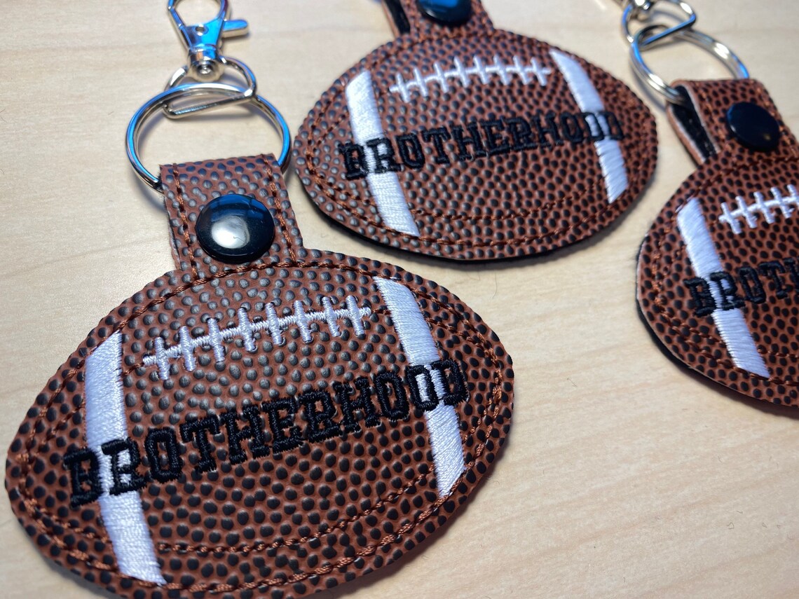 Personalized Football Keychain Embroidered Football Bag Tag - Etsy