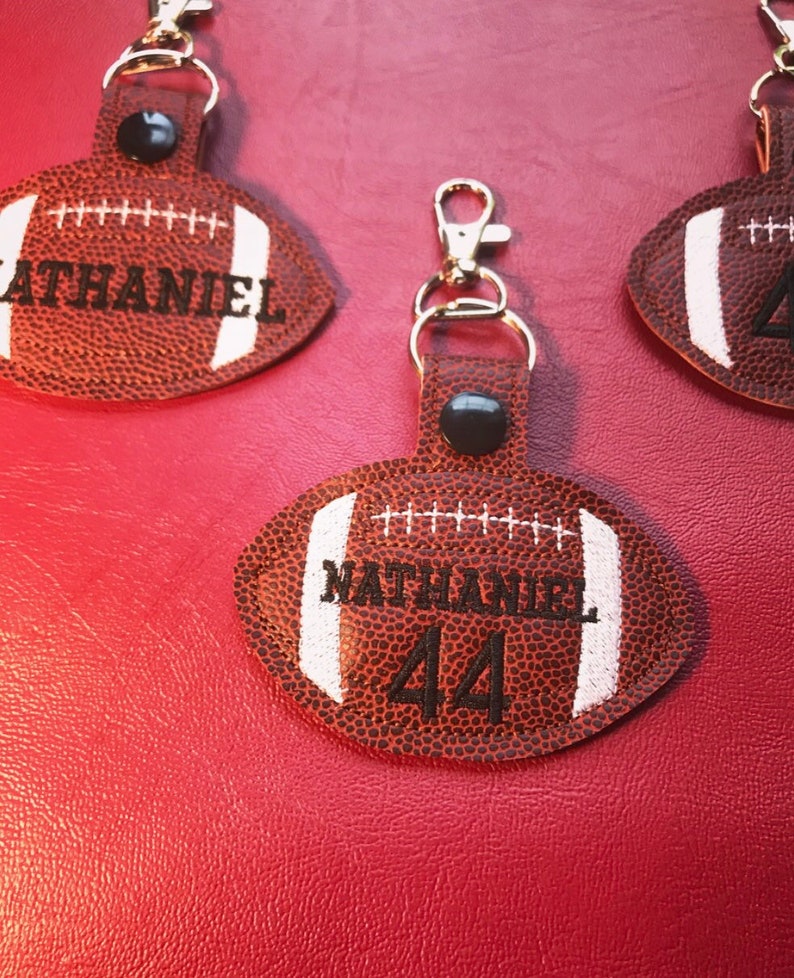 Personalized Football Keychain Embroidered Football Bag Tag | Etsy