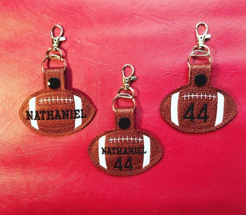Personalized Football Keychain Embroidered Football Bag Tag | Etsy
