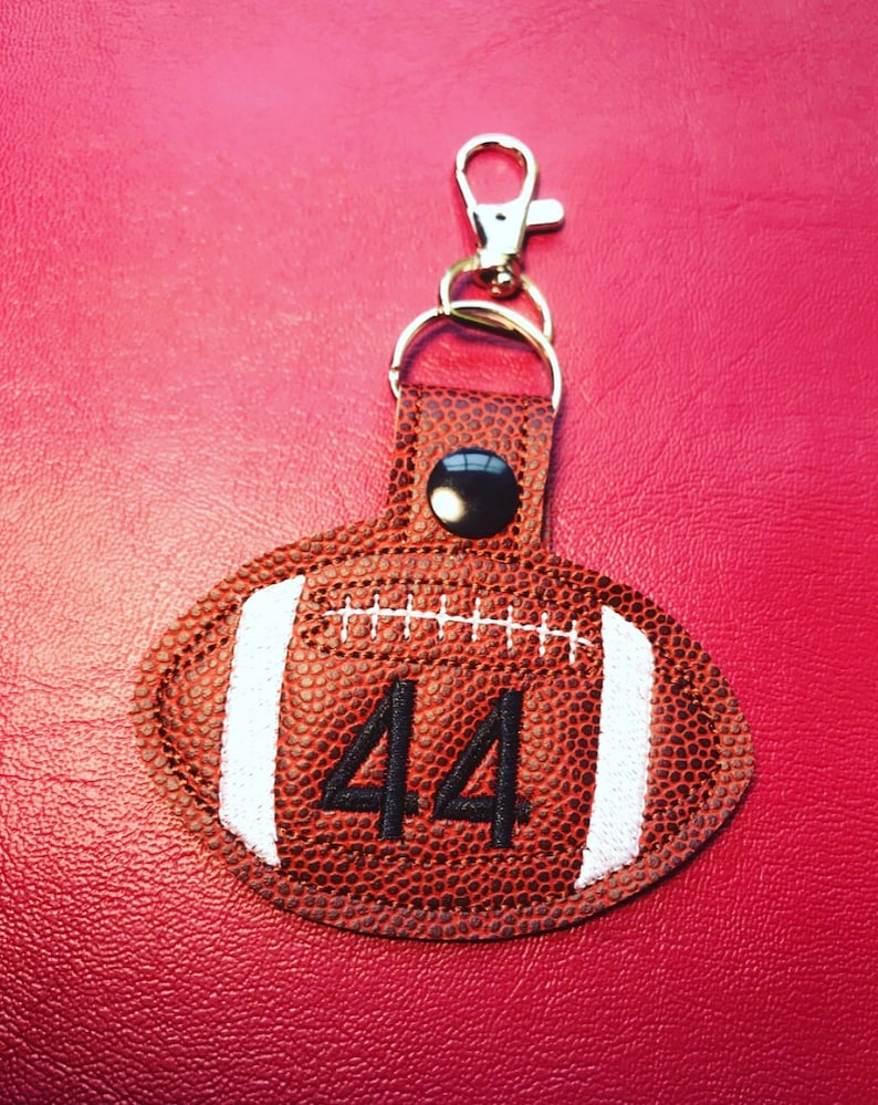 Personalized Football Keychain Embroidered Football Bag Tag | Etsy