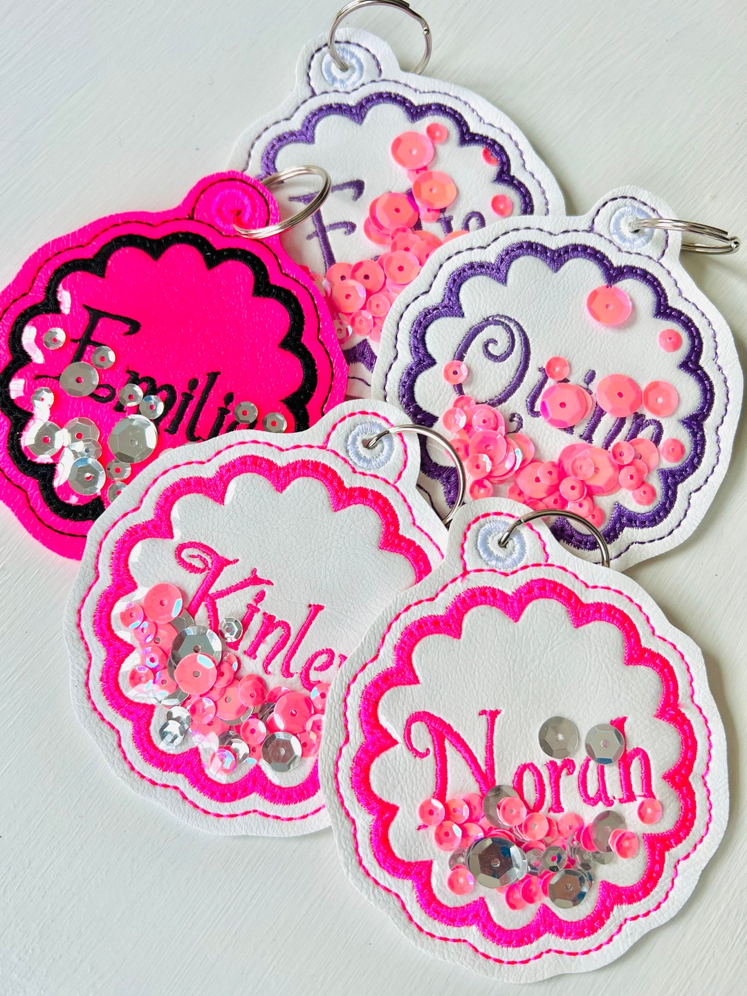 Confetti Shaker Bag Tag- Personal and Embroidered Bag Tag - Etsy