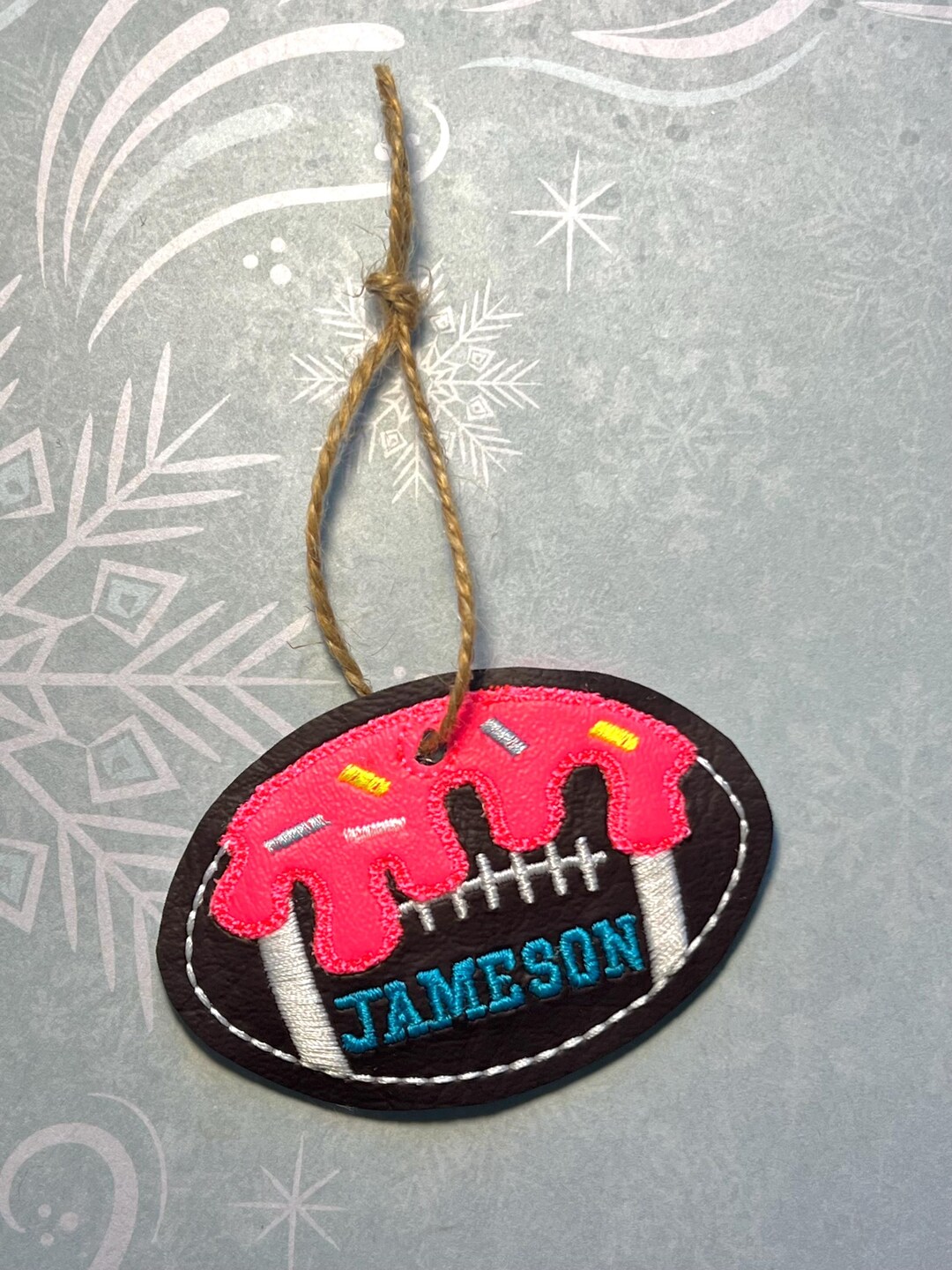 Football Ice Cream Drip Ornament, Custom Embroidered Football ...