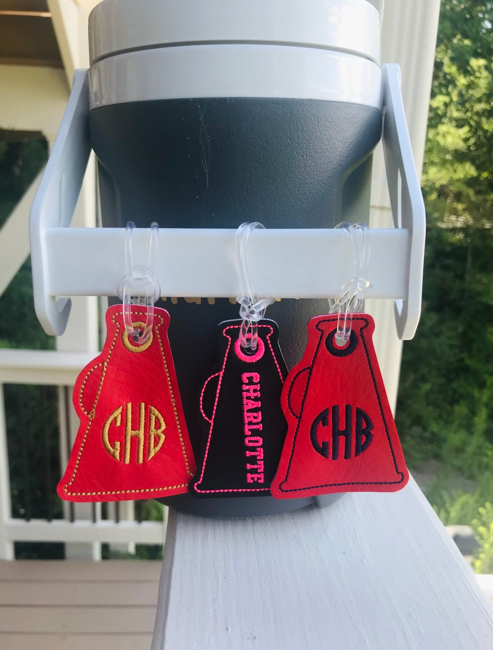 Cheer Megaphone Embroidered Bag Tag, Luggage Tag, Cheer Water Bottle ...
