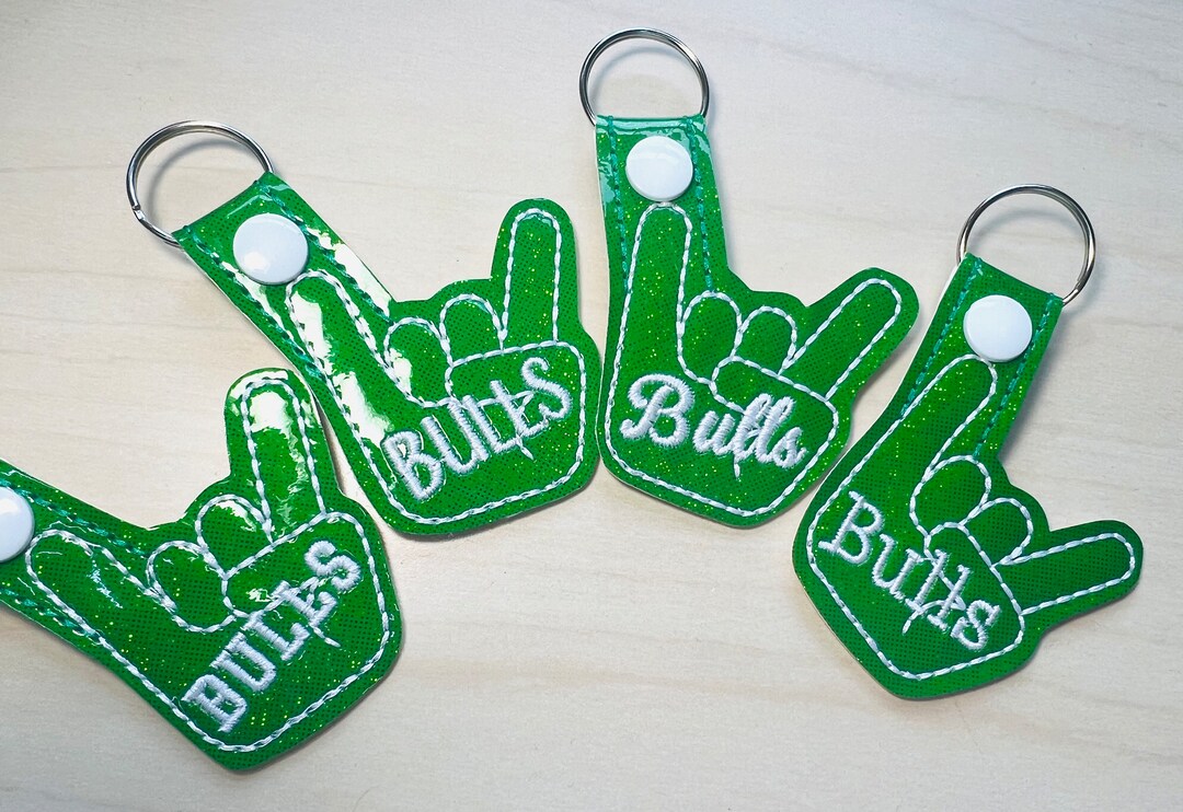 Horns up Keychain, Bulls Keychain, Bull Horns, Horns up Embroidered Bag ...
