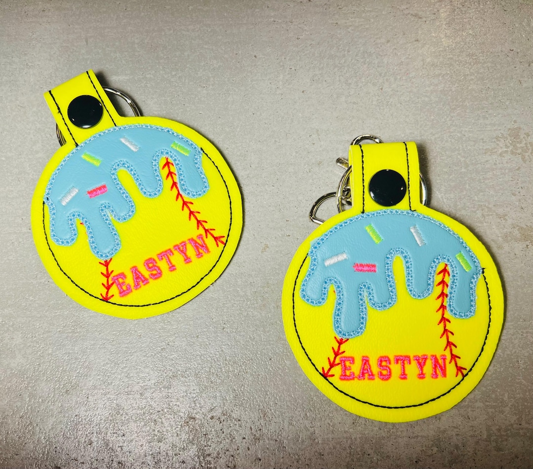 Softball Ice Cream Drip Bag Tag, Softball Bag Tag, Softball Drip ...
