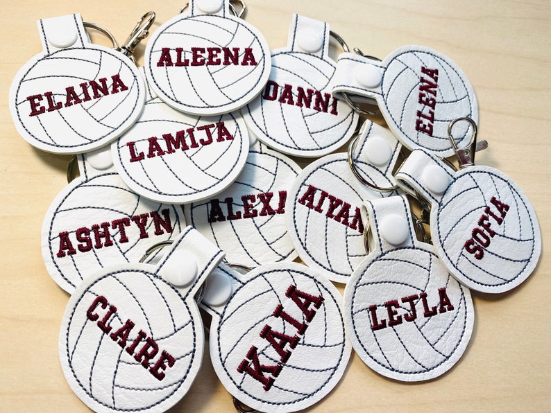Personalized Volleyball Keychain SMALL Bag Tag White Matte | Etsy